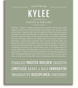 Kylee Personalized Name Meaning Art Prints – Name Stories