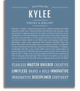 Kylee Personalized Name Meaning Art Prints – Name Stories