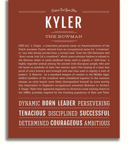 Kyler Personalized Name Meaning Art Prints – Name Stories