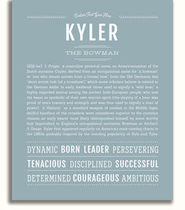 Kyler Personalized Name Meaning Art Prints – Name Stories