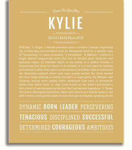 Kylie Personalized Name Meaning Art Prints – Name Stories