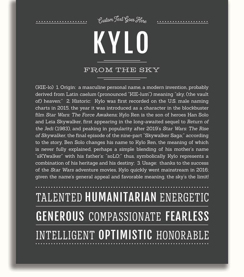 Kylo Personalized Name Meaning Art Prints – Name Stories