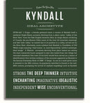 Kyndall Personalized Name Meaning Art Prints – Name Stories