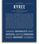 Kyree Personalized Name Meaning Art Prints – Name Stories