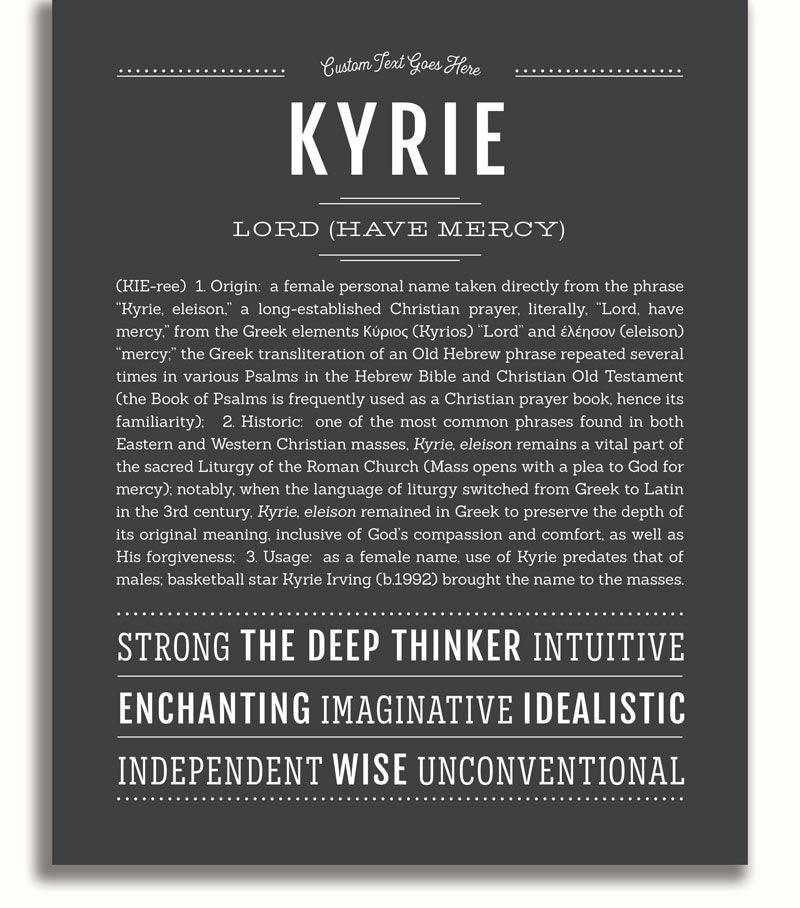 Kyrie Personalized Name Meaning Art Prints – Name Stories