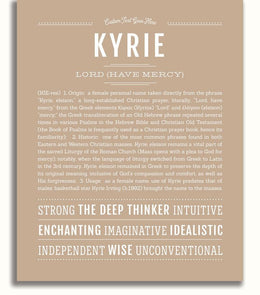 Kyrie Personalized Name Meaning Art Prints – Name Stories
