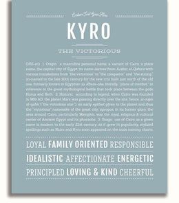 Kyro Personalized Name Meaning Art Prints – Name Stories