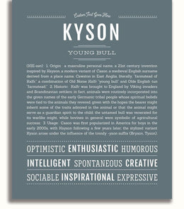 Kyson Personalized Name Meaning Art Prints – Name Stories