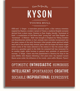 Kyson Personalized Name Meaning Art Prints – Name Stories