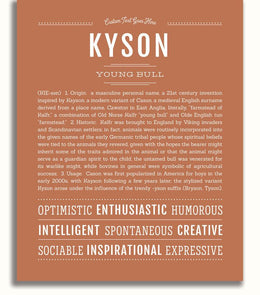 Kyson Personalized Name Meaning Art Prints – Name Stories