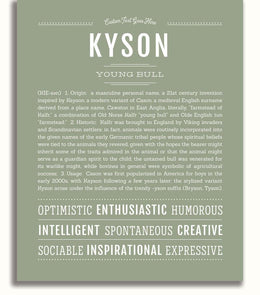 Kyson Personalized Name Meaning Art Prints – Name Stories
