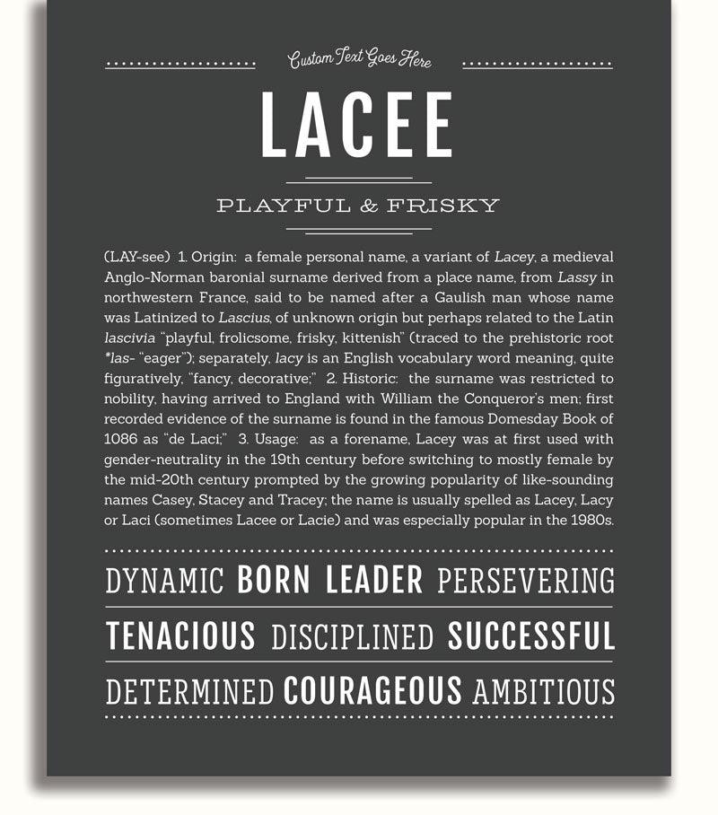 Lacee Personalized Name Meaning Art Prints – Name Stories