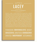 Lacey Personalized Name Meaning Art Prints – Name Stories