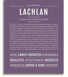 Lachlan Personalized Name Meaning Art Prints – Name Stories