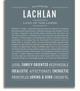 Lachlan Personalized Name Meaning Art Prints – Name Stories