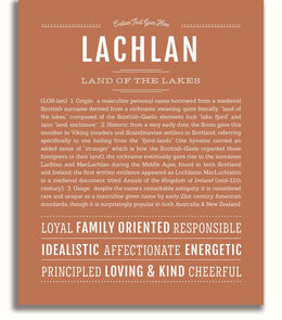 Lachlan Personalized Name Meaning Art Prints – Name Stories