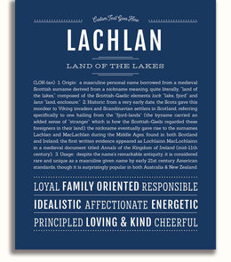 Lachlan Personalized Name Meaning Art Prints – Name Stories