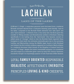 Lachlan Personalized Name Meaning Art Prints – Name Stories