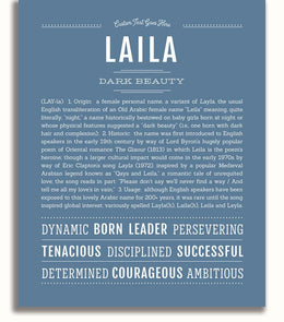 Laila Personalized Name Meaning Art Prints – Name Stories