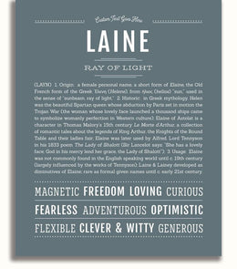 Laine Personalized Name Meaning Art Prints – Name Stories