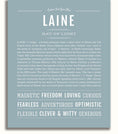 Laine Personalized Name Meaning Art Prints – Name Stories