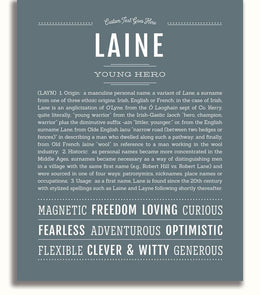 Laine Personalized Name Meaning Art Prints – Name Stories