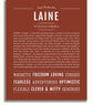 Laine Personalized Name Meaning Art Prints – Name Stories
