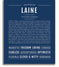 Laine Personalized Name Meaning Art Prints – Name Stories