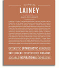 Lainey Personalized Name Meaning Art Prints – Name Stories