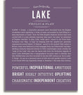 Lake Personalized Name Meaning Art Prints – Name Stories