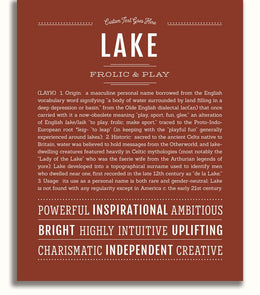 Lake | Name Art Print – Name Stories