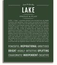 Lake Personalized Name Meaning Art Prints – Name Stories