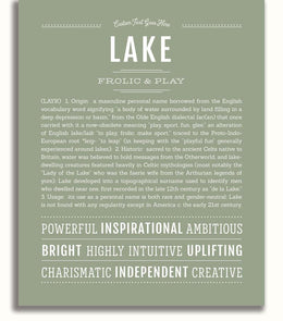 Lake | Name Art Print – Name Stories