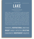 Lake Personalized Name Meaning Art Prints – Name Stories