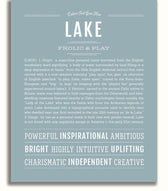 Lake Personalized Name Meaning Art Prints – Name Stories