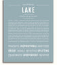 Lake Personalized Name Meaning Art Prints – Name Stories