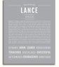 Lance Personalized Name Meaning Art Prints – Name Stories