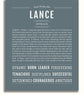 Lance | Name Art Print – Name Stories