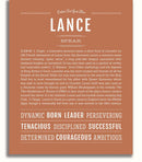 Lance Personalized Name Meaning Art Prints – Name Stories