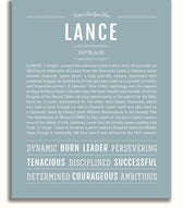 Lance Personalized Name Meaning Art Prints – Name Stories