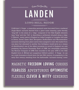 Landen | Name Art Print – Name Stories