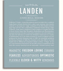 Landen Personalized Name Meaning Art Prints – Name Stories