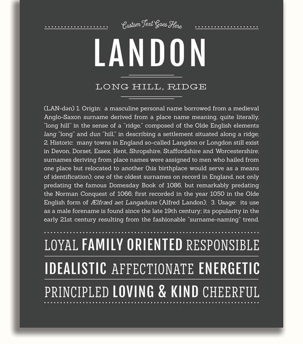 Landon | Name Art Print - Personalized Custom Gifts – Name Stories