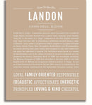 Landon Personalized Name Meaning Art Prints – Name Stories