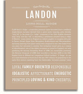 Landon Personalized Name Meaning Art Prints – Name Stories