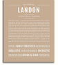 Landon Personalized Name Meaning Art Prints – Name Stories