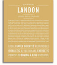 Landon Personalized Name Meaning Art Prints – Name Stories