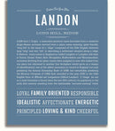 Landon Personalized Name Meaning Art Prints – Name Stories