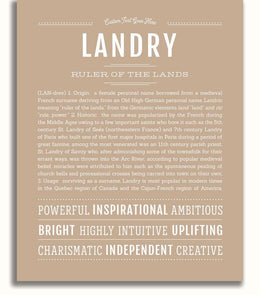 Landry Personalized Name Meaning Art Prints – Name Stories