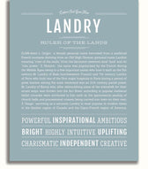 Landry Personalized Name Meaning Art Prints – Name Stories